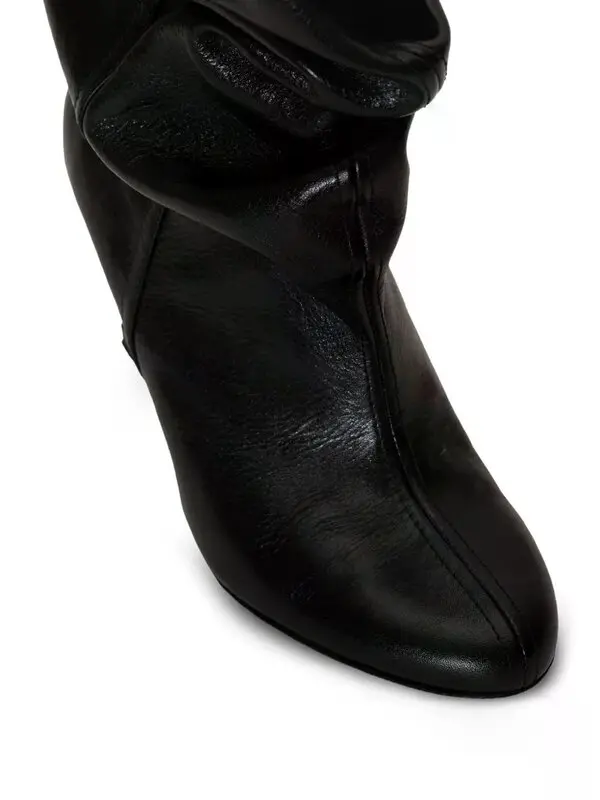 Balmain No Wedge Textured Leather Ankle Boots