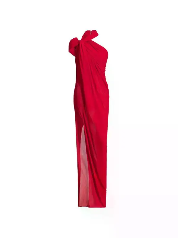 Balmain Long Draped Jersey Dress