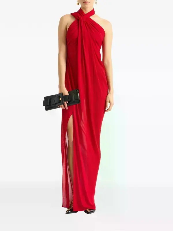 Balmain Long Draped Jersey Dress