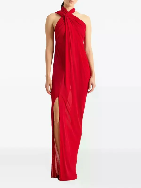 Balmain Long Draped Jersey Dress