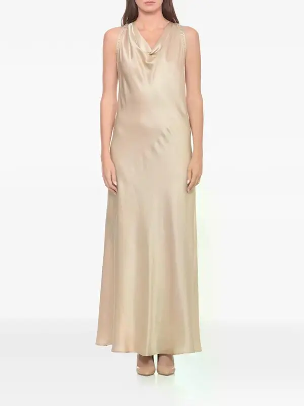 Antonelli Firenze Cowl Neck Sleeveless Maxi Dress - Neutrals