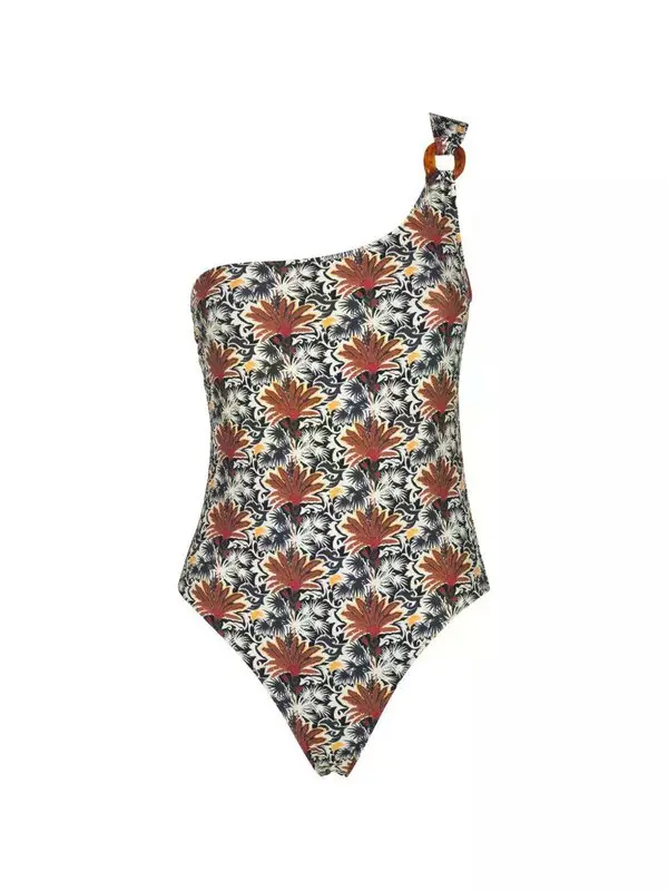 Anjuna One-shoulder Floral Print Swimsuit - Neutrals
