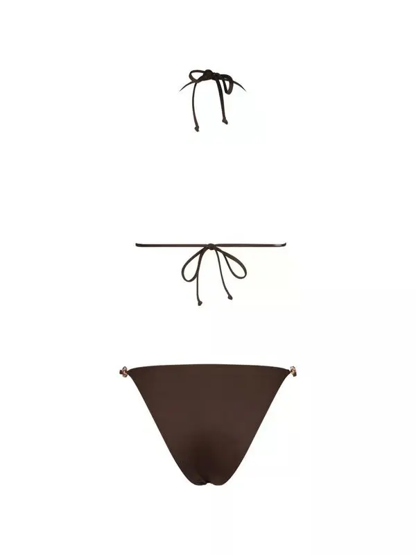 Anjuna Embellished Triangle Bikini - Brown