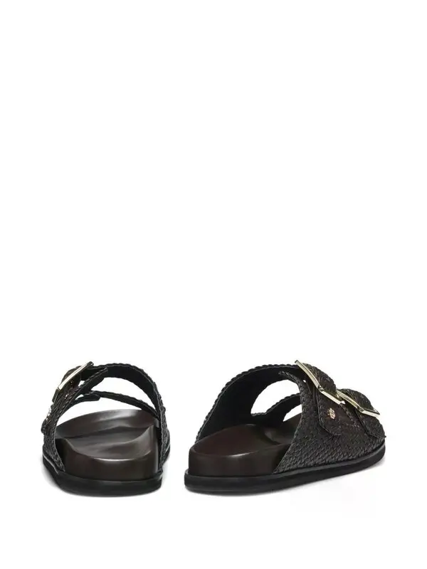 BOSS Buckle Woven Leather Sandals