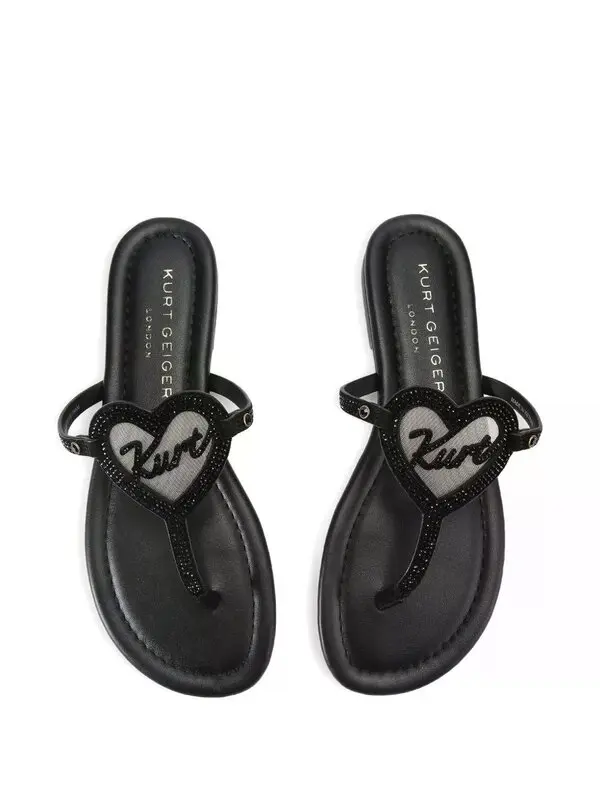 Kurt Geiger Embellished Heart T-bar Sandals - Black