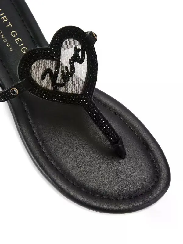 Kurt Geiger Embellished Heart T-bar Sandals - Black