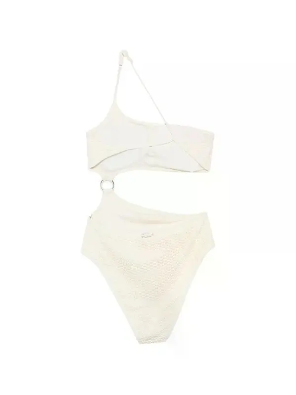 Karl Lagerfeld Crochet Ring Detail One-shoulder Swimsuit