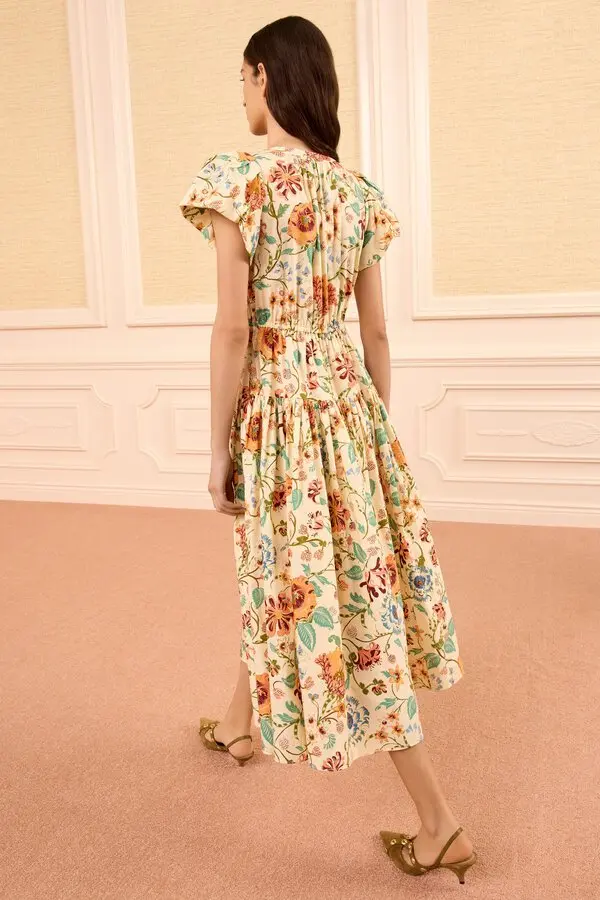 Ulla Johnson Marin Floral Cotton Midi Dress - Abalone