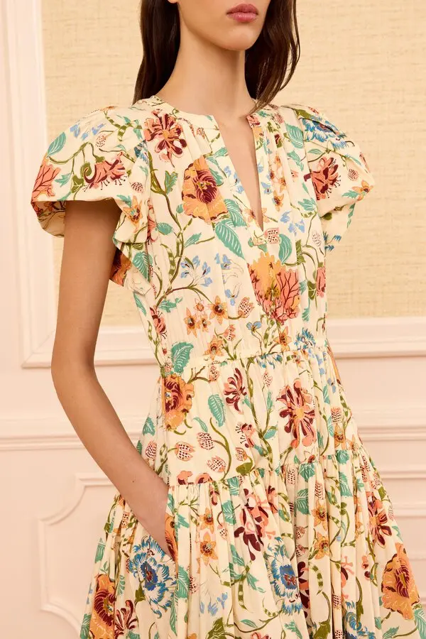 Ulla Johnson Marin Floral Cotton Midi Dress - Abalone