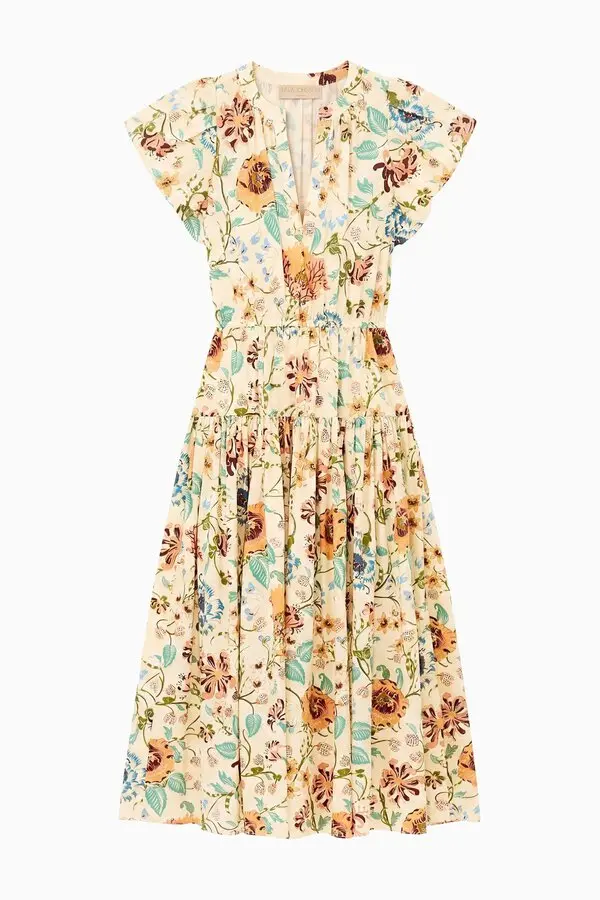 Ulla Johnson Marin Floral Cotton Midi Dress - Abalone