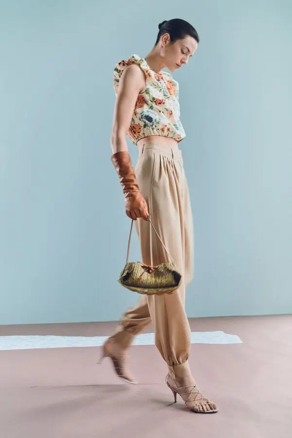 Ulla Johnson Gracie Cotton Floral Print Cropped Top - Abalone