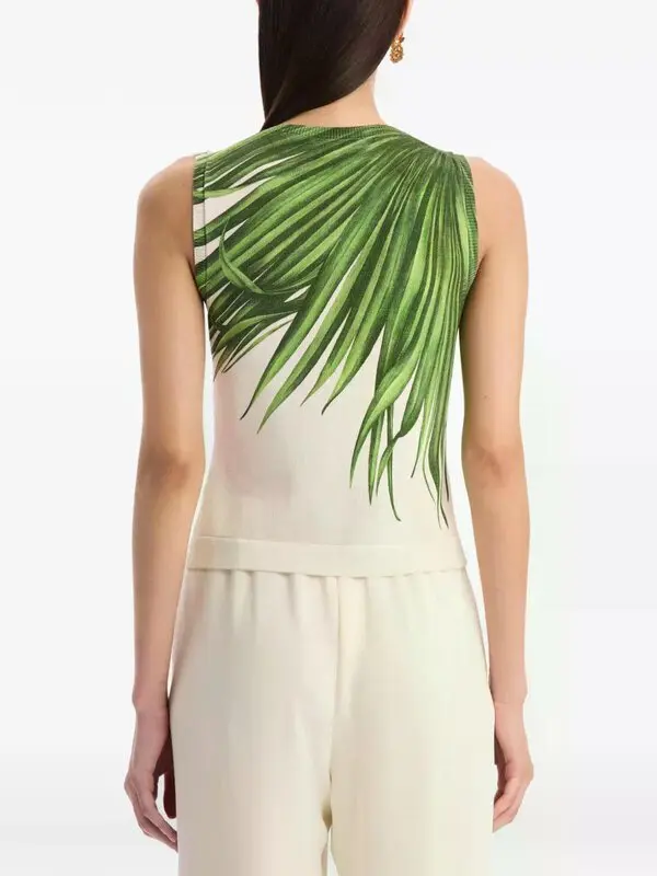 Oscar De La Renta Sleeveless Crew Neck Tank - Green