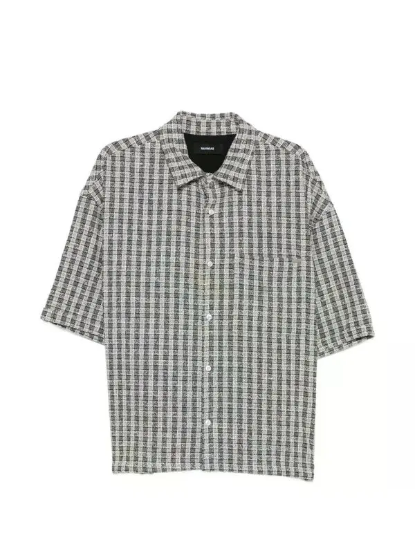 NAHMIAS Check-pattern Short-sleeve Cropped Cotton Shirt