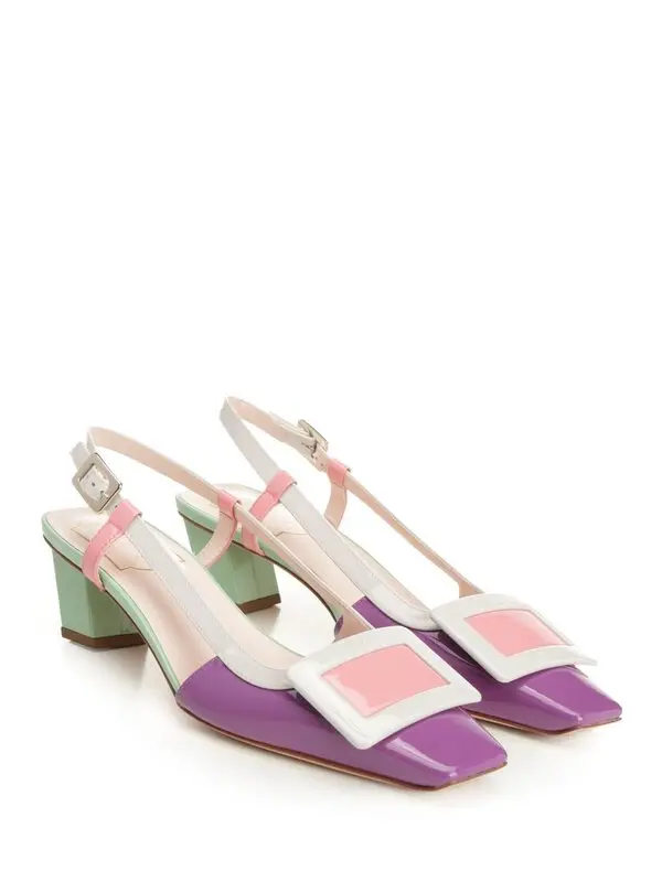 ROGER VIVIER Belle Vivier Patent Leather Slingback Pumps - Multicolor