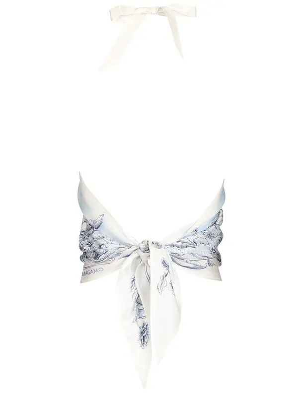 FERRAGAMO Silk Foulard Top With Oriental Print