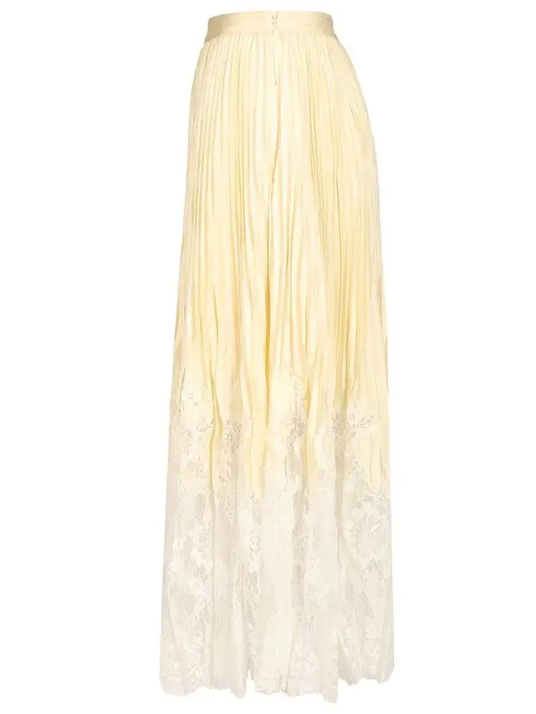 SELF-PORTRAIT Satin Lace Midi Skirt