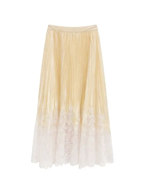SELF-PORTRAIT Satin Lace Midi Skirt