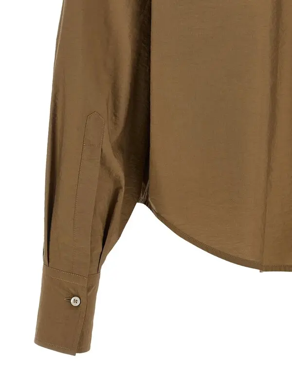 Brunello Cucinelli Embellished Cotton Blend Poplin Shirt