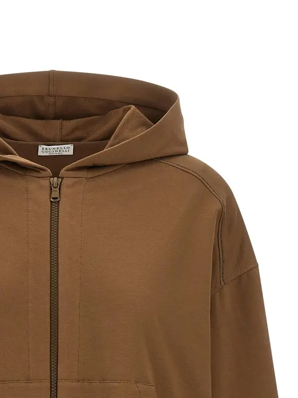 Brunello Cucinelli Shiny Trims" Monile Hoodie - Brown