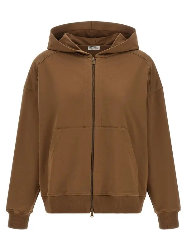 Brunello Cucinelli Shiny Trims" Monile Hoodie - Brown