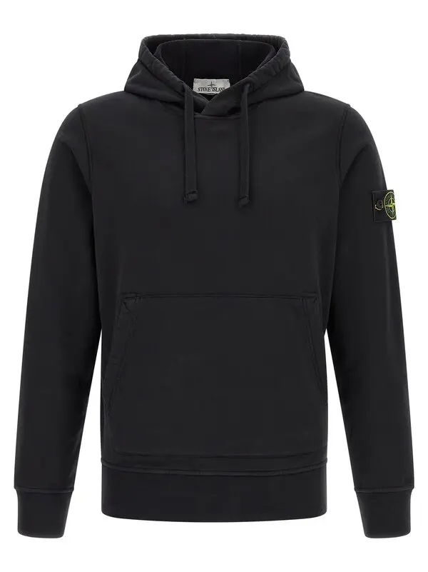 Stone Island 6100062 Garment-dyed Organic Cotton Hoodie - Black