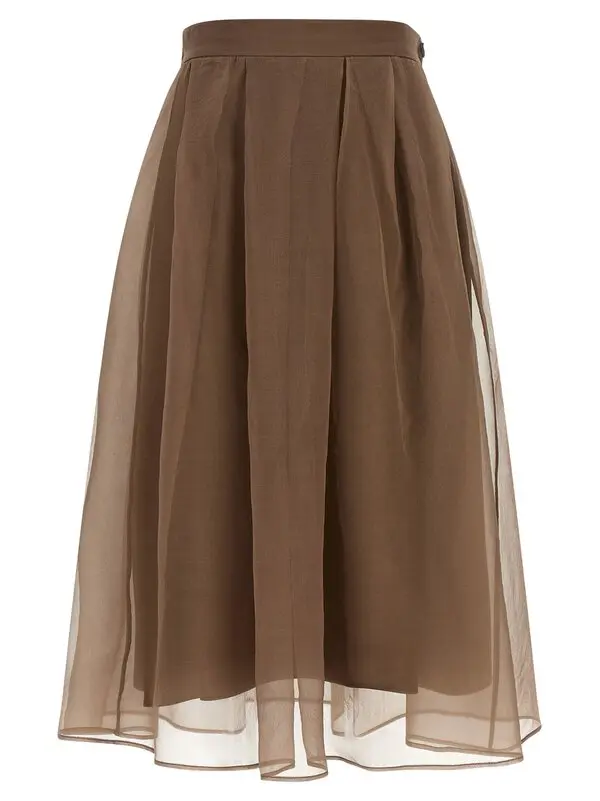 Brunello Cucinelli Circle Midi Skirt - Brown