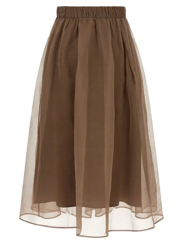 Brunello Cucinelli Circle Midi Skirt - Brown