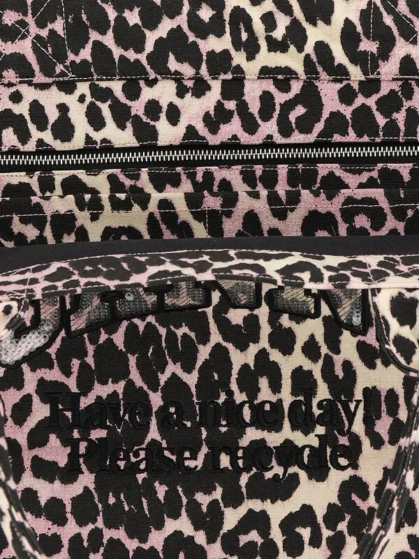 GANNI Leopard Sequin Tote Bag - Pink