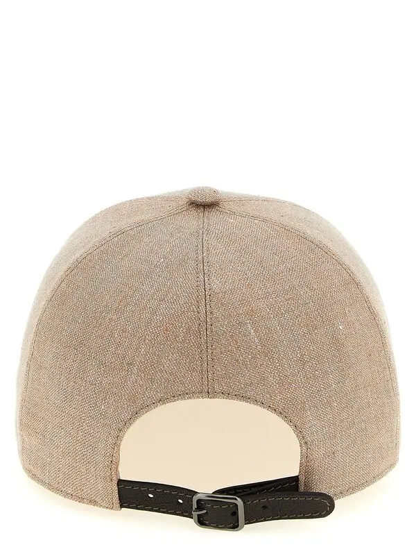 Brunello Cucinelli Sparkling Linen Twill Baseball Hat With Embroidered Logo