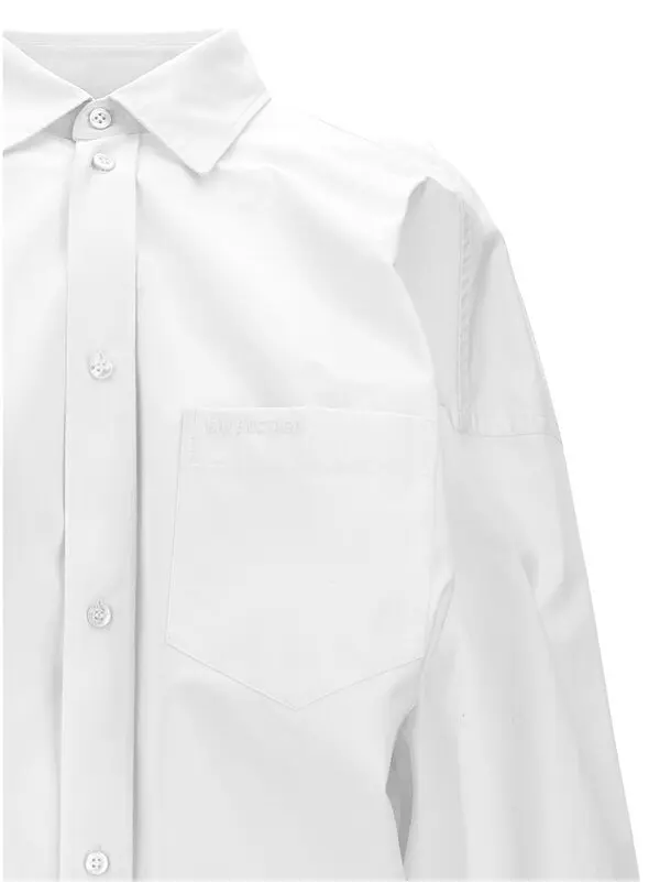Balenciaga Asymmetrical Cotton Shirt With Logo Embroidery