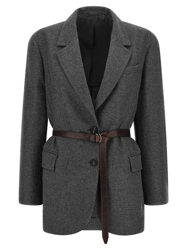 Brunello Cucinelli Single-breasted Virgin Wool And Cashmere Blazer - Gray