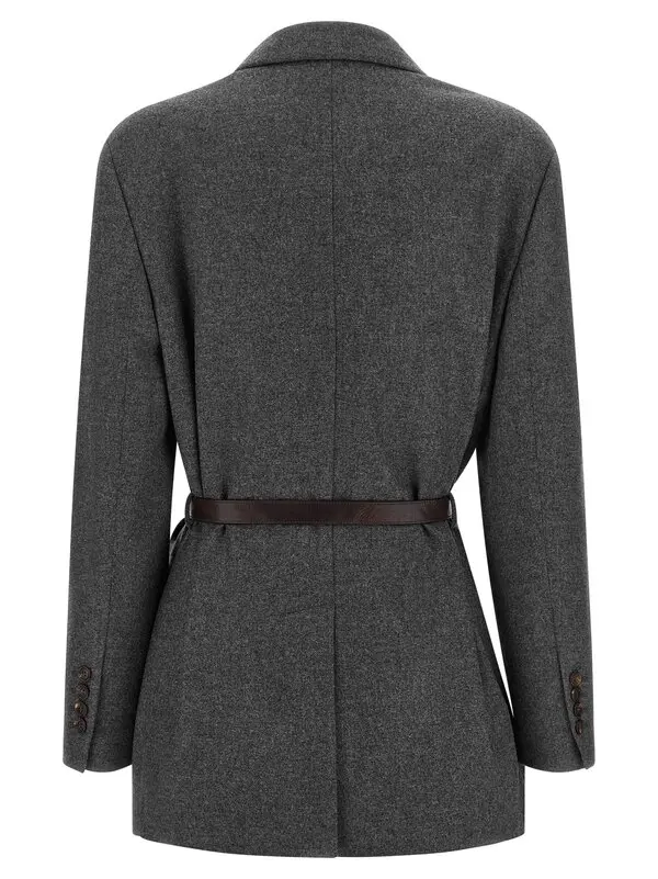 Brunello Cucinelli Single-breasted Virgin Wool And Cashmere Blazer - Gray