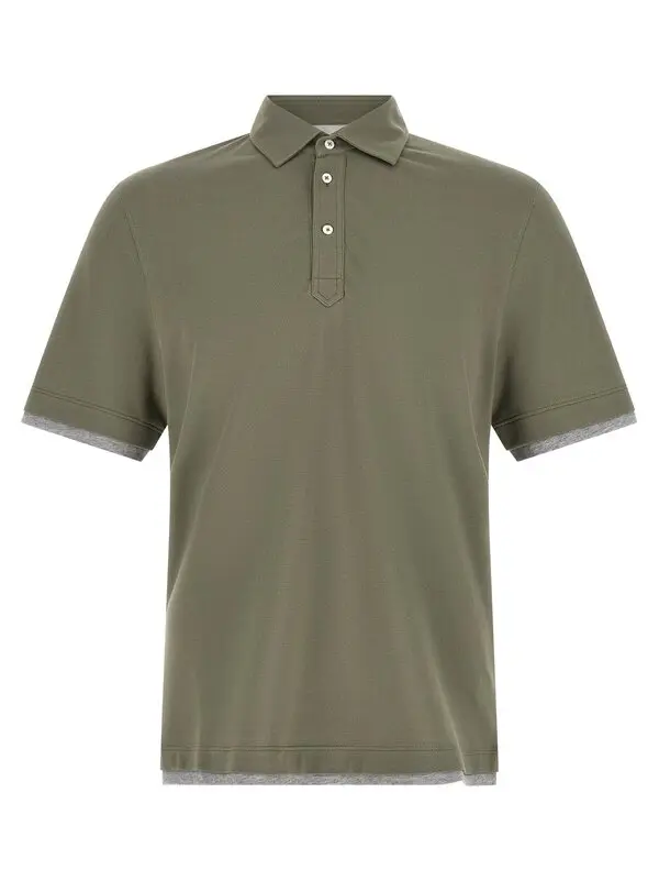 Brunello Cucinelli Faux Layering' Polo Shirt - Green