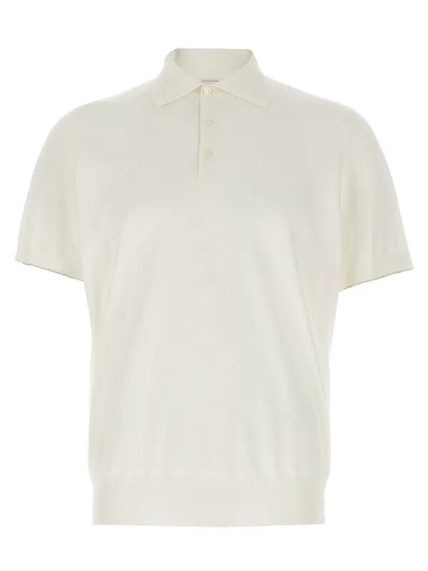 Brunello Cucinelli Stretch Cotton Polo Shirt - White