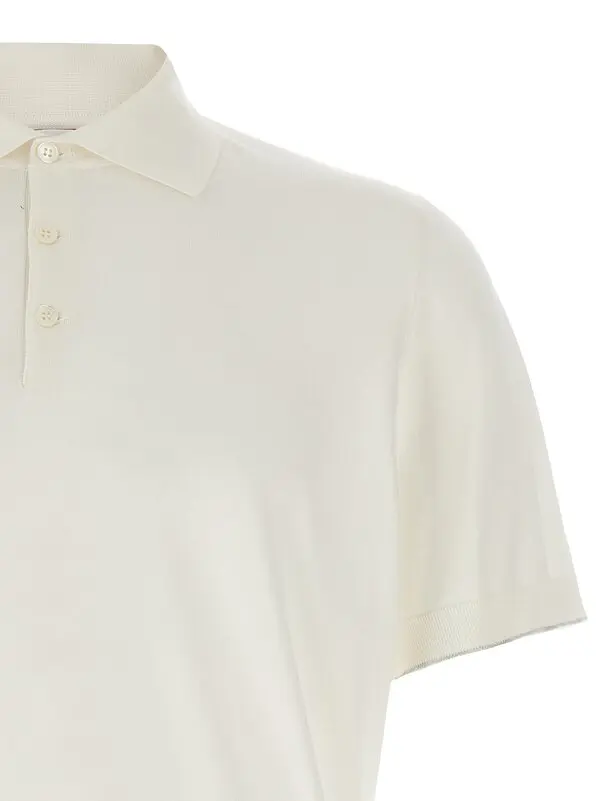 Brunello Cucinelli Stretch Cotton Polo Shirt - White