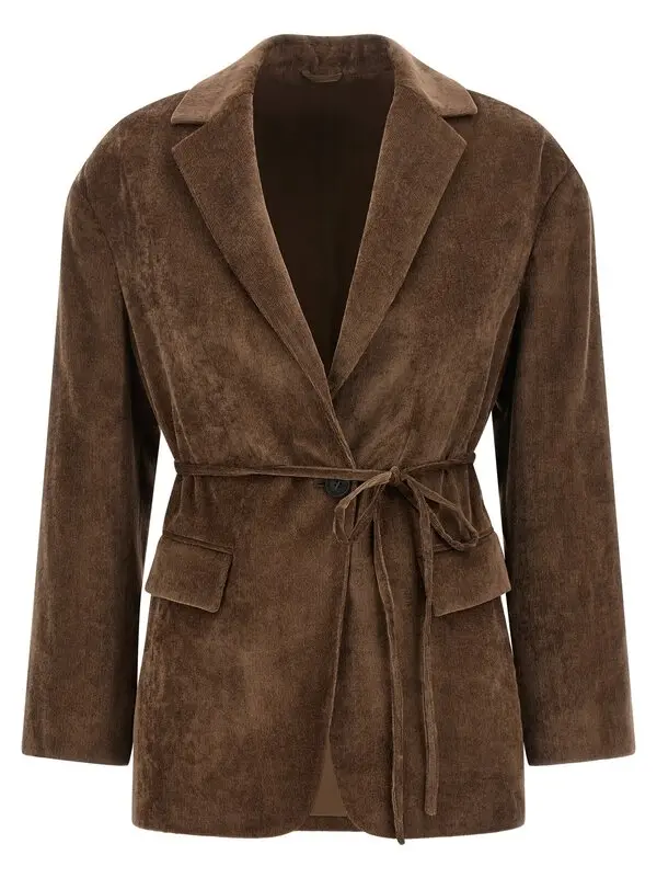 Brunello Cucinelli Microribbed Velvet Blazer - Brown