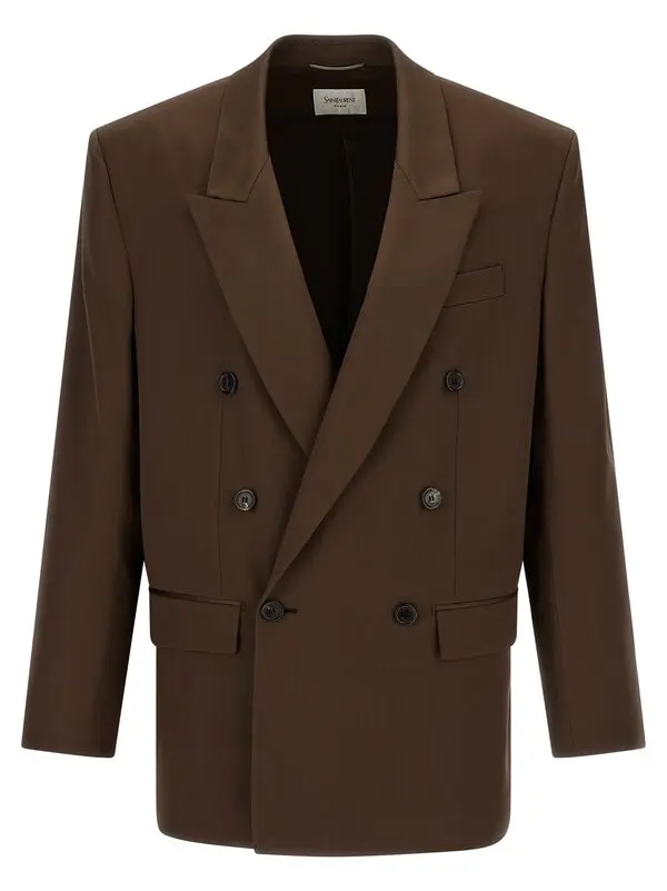 Saint Laurent Satin Blazer - Brown