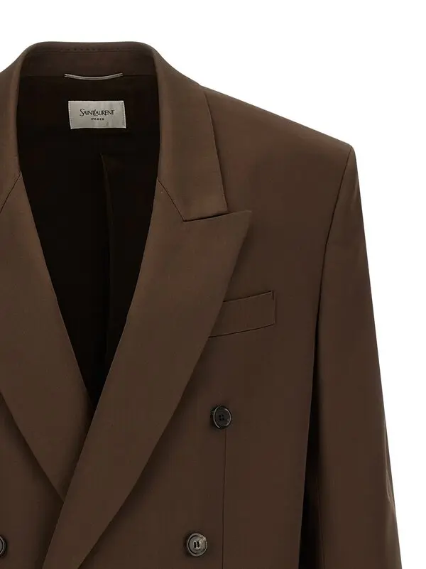 Saint Laurent Satin Blazer - Brown