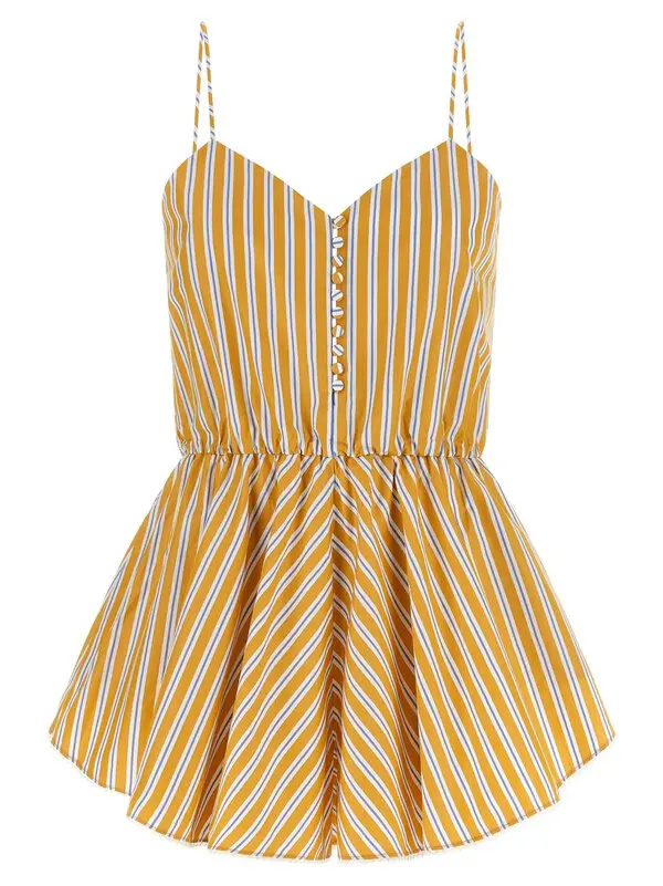 Andamane The Attico Celeste Striped Cotton Poplin Jumpsuit - Yellow