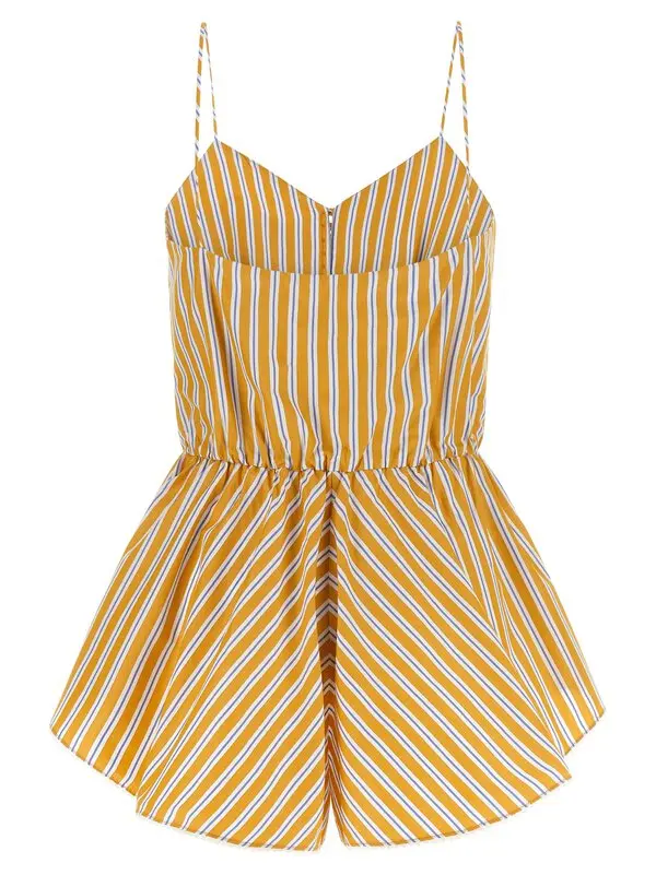 Andamane The Attico Celeste Striped Cotton Poplin Jumpsuit - Yellow