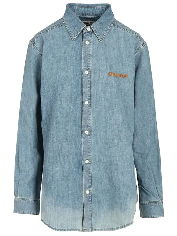 Miu Miu Bleached Chambray Shirt - Blue