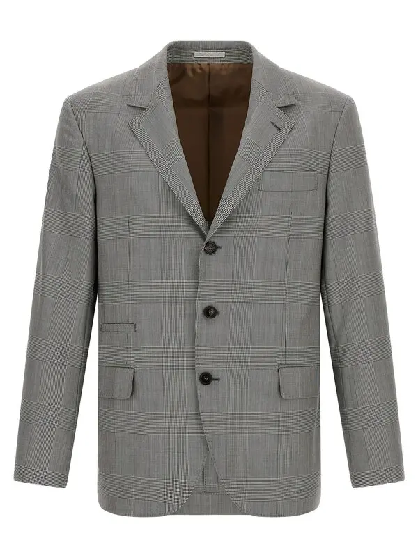 Brunello Cucinelli Prince Of Wales Blazer - Gray
