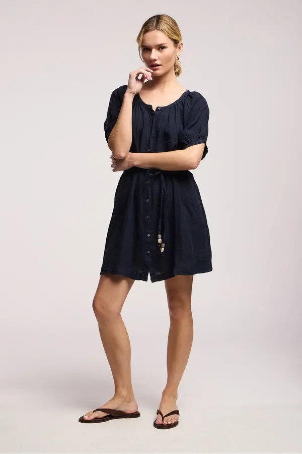 Velvet By Graham & Spencer Kayella Linen Tunic Dress - Black