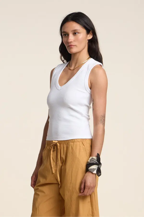 Velvet By Graham & Spencer Demi V-neck Ribbed Tank Top