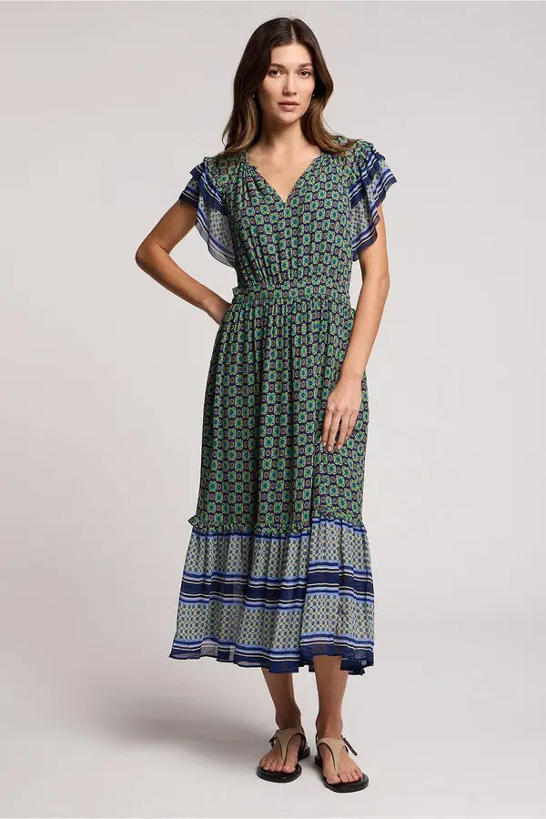 Velvet By Graham & Spencer Cheryl Printed Midi Dress - Stripe
