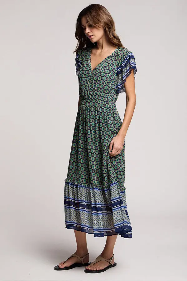 Velvet By Graham & Spencer Cheryl Midi Dress With Ruffled Skirt