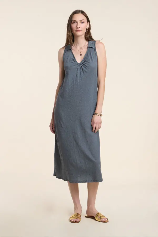 Velvet By Graham & Spencer York Cotton Slub Midi Dress - Grey