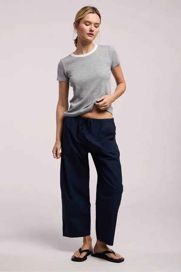 Velvet By Graham & Spencer Allegra Cropped Wide Leg Cotton Poplin Pants - Black