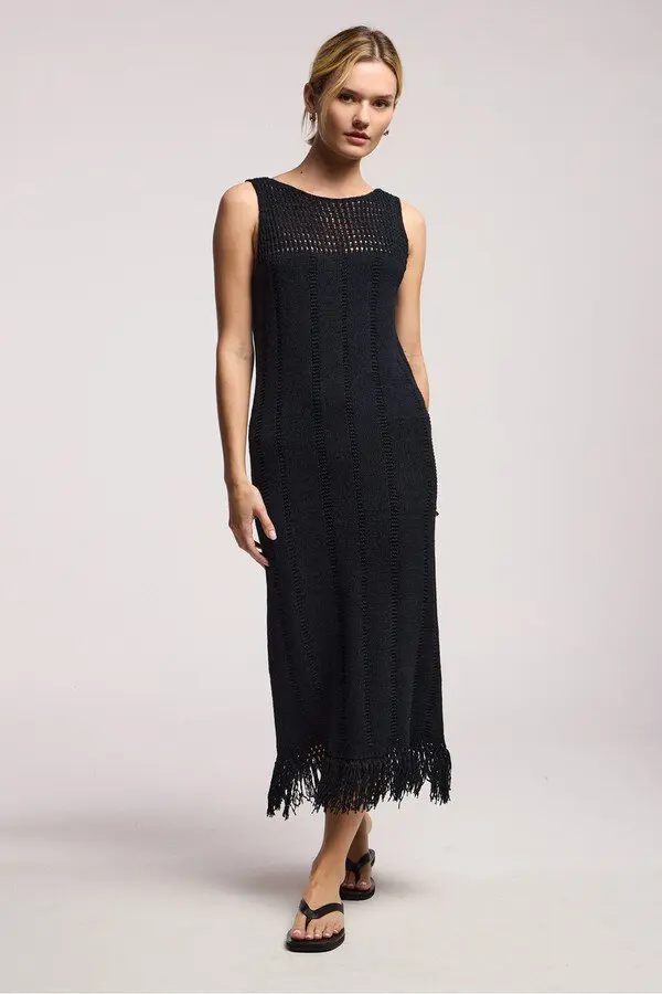 Velvet By Graham & Spencer Toma Crochet Maxi Dress - Black