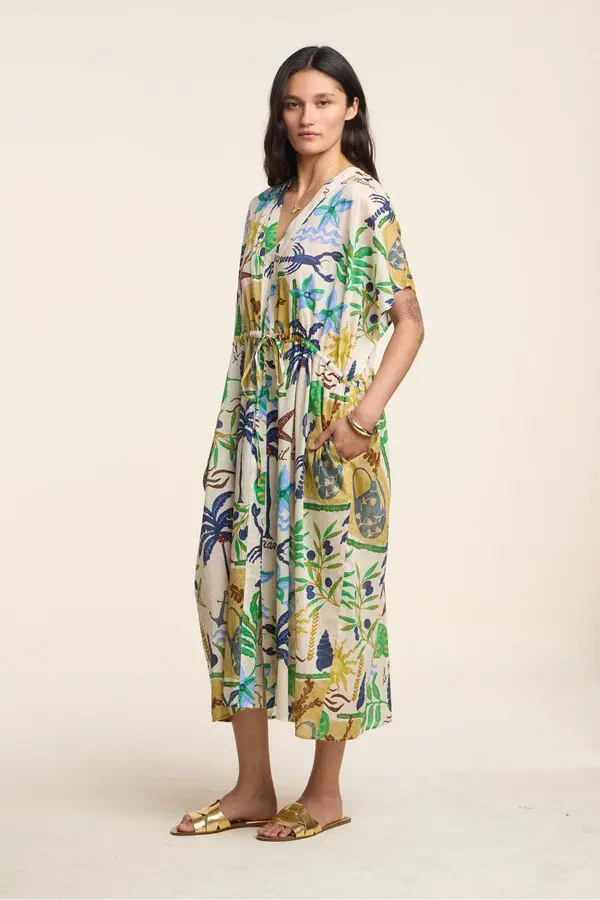 Velvet By Graham & Spencer Pippa Printed Cotton Voile Kaftan Dress